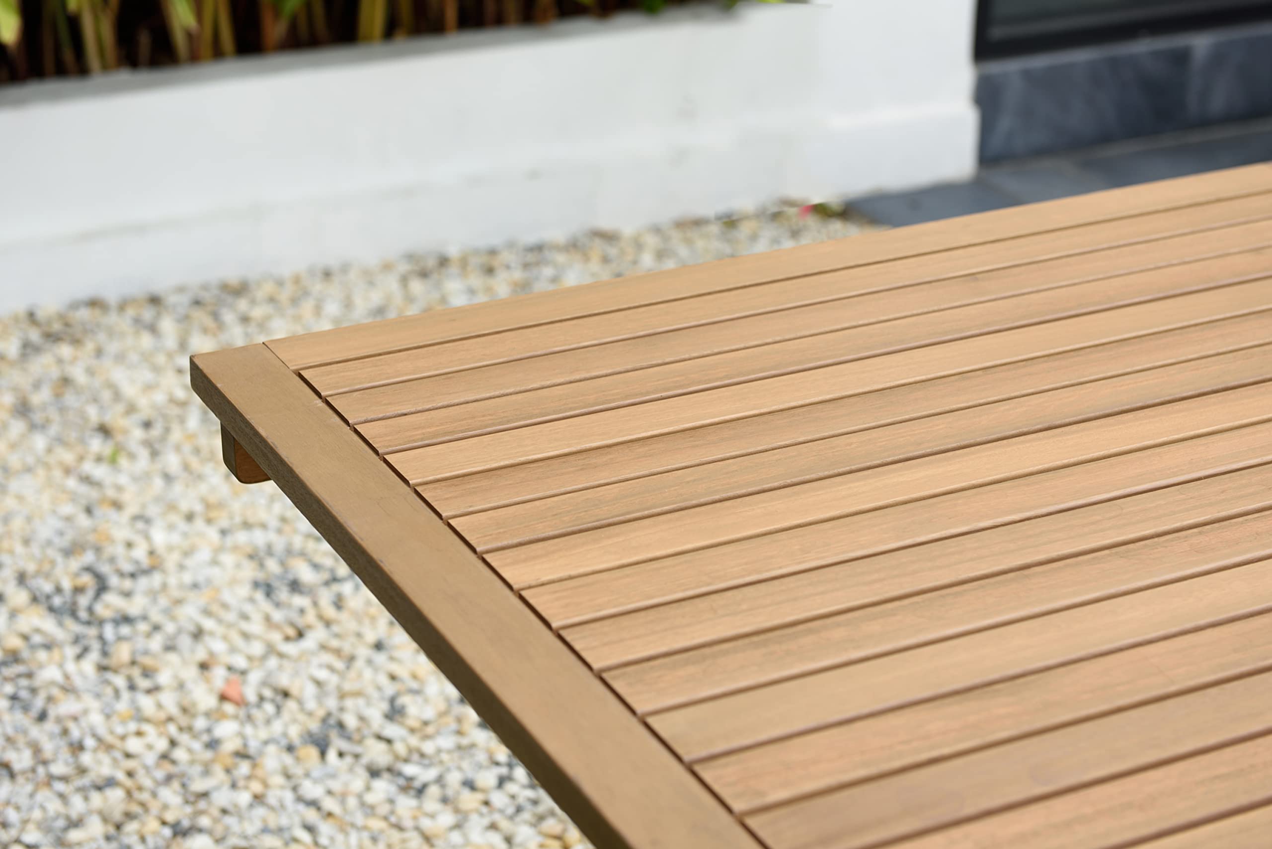 Amazonia Berlin Patio Dining Teak Finish and Ideal, 9-Piece Outdoor Furniture Set, Light Brown