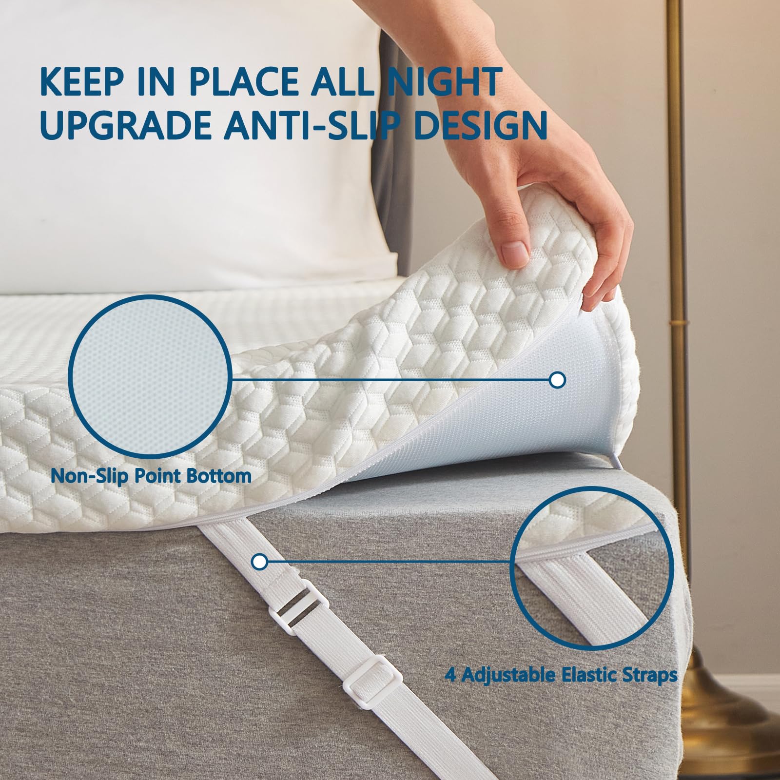 Yarnsoft 3 Inch Gel Memory Foam Mattress Topper Twin Size, Cooling Mattress Pad Cover, Non-Slip Removable & Washable Cover,Soft & Breathable