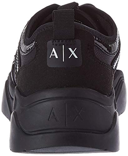 A|X ARMANI EXCHANGE Women's AX Logo Streetwear Sneaker, Black, 8.5