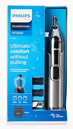 Nose Hair Trimmer, Series 3000 Nose, Ear and Eyebrow Trimmer Showerproof with Protective Guard System, Battery-Operated, No pulling Guaranteed - NT3650/16