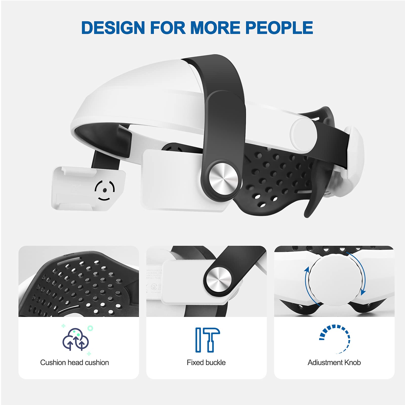 Esimen M3 Head Strap Compatible for Oculus Quest 2, Reduce Facial Pressure,Replacement Elite Strap for Meta Quest 2 Face Cover Light Blocking, Washable VR Accessories (M3-White)
