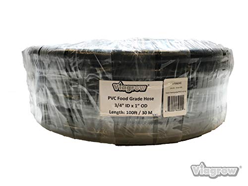 Viagrow V708245 Vinyl Multipurpose Irrigation Tubing(100ft, 3/4 inch ID-1 inch OD), Black