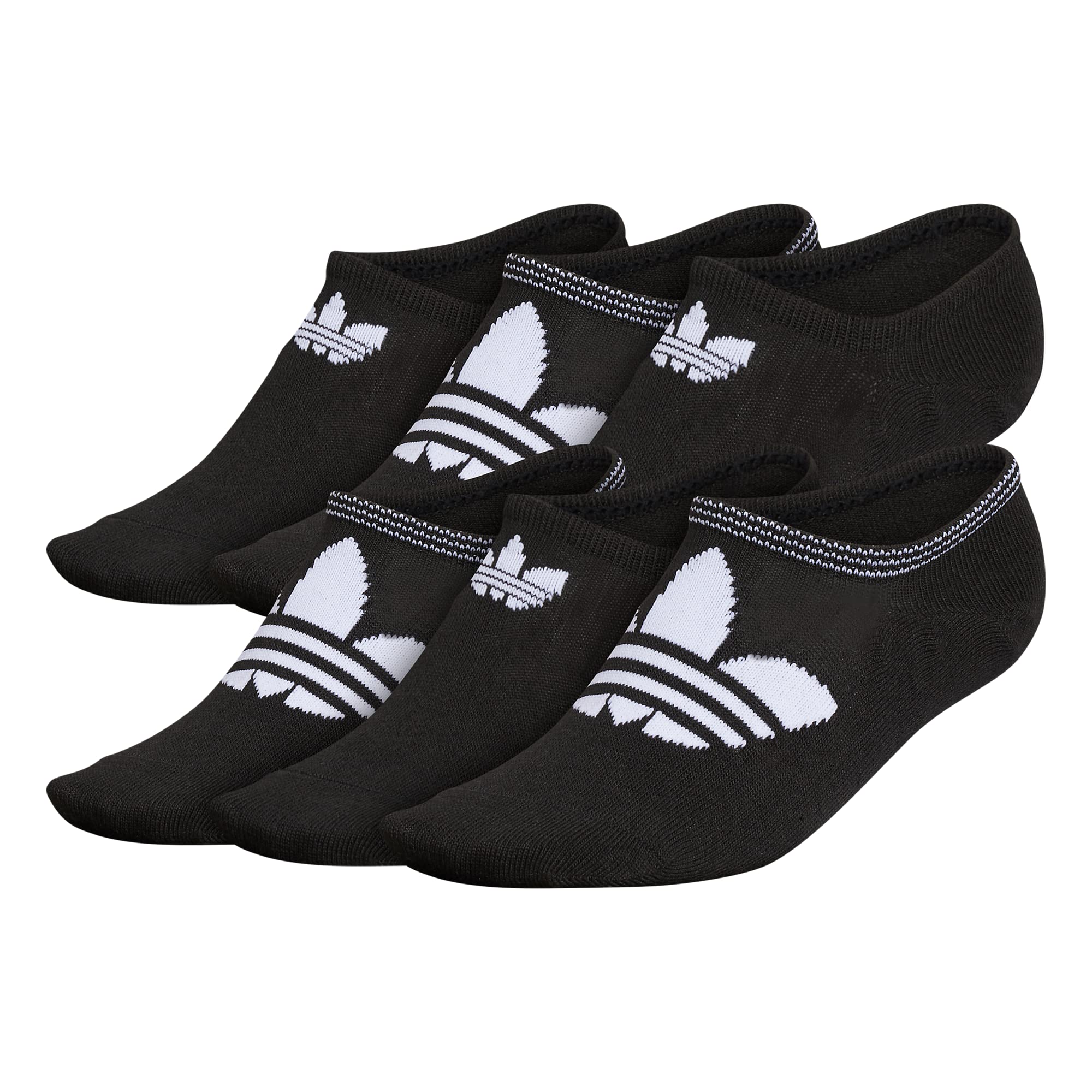 adidas Originals Women's Originals Trefoil Superlite 6-Pack Super No Show, Black/White, Medium