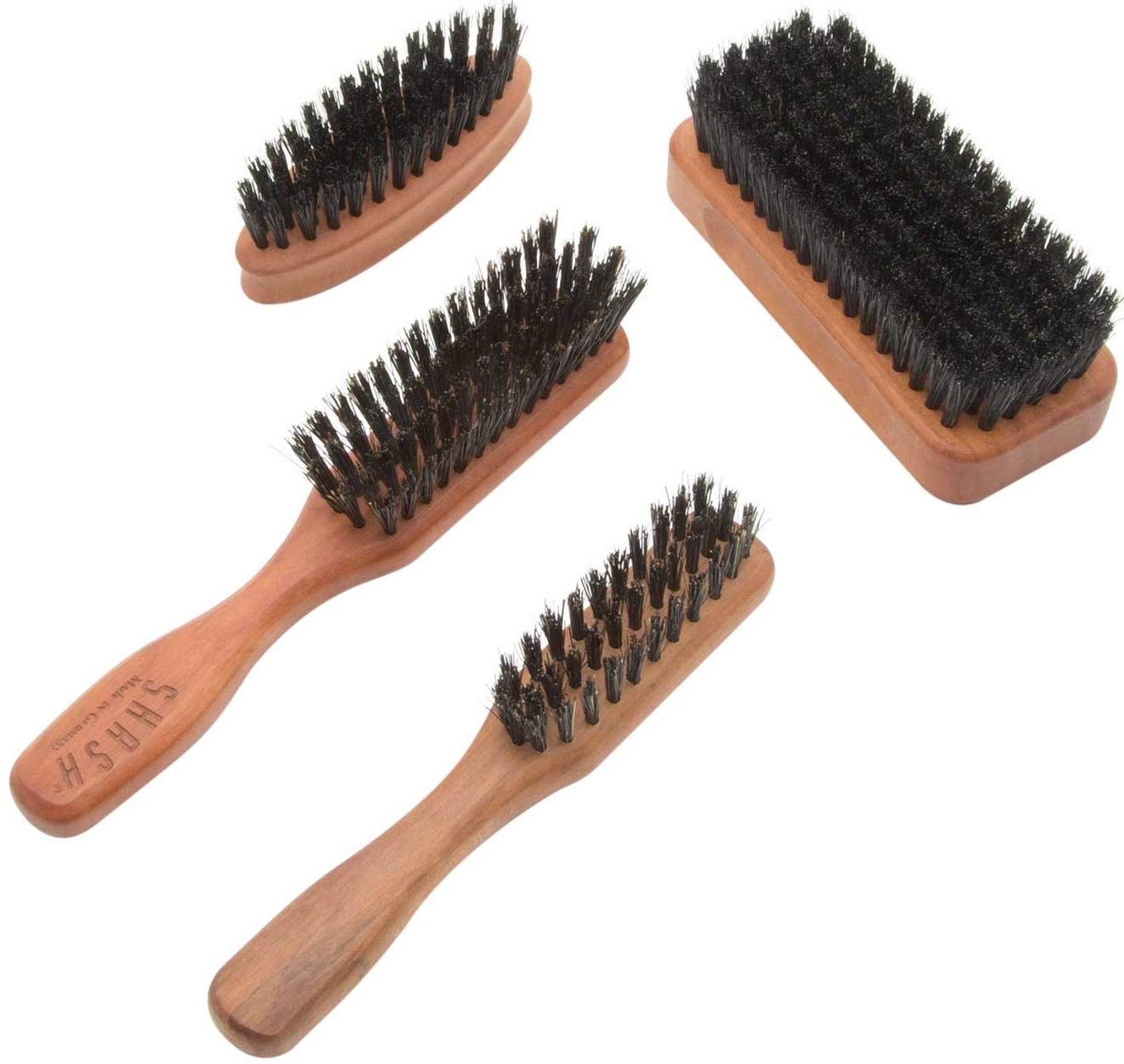 Made in Germany - SHASH Smooth 100% Boar Bristle Beard Brush, Naturally Conditions and Softens Hair - Portable, Eases Itch and Irritation, Supports Healthy Growth, Eco-Sourced