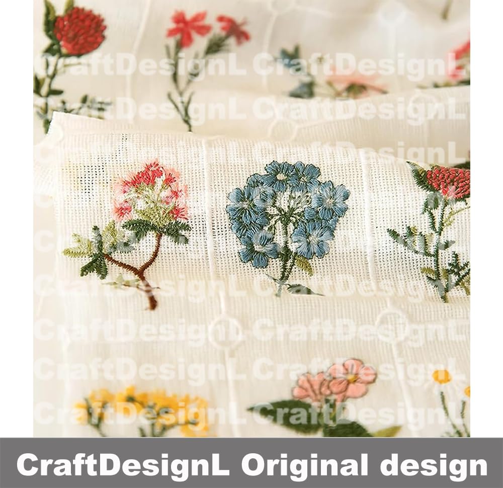 CraftDesignL Linen Daisy Embroiderd Cotton Fabric,Floral Embroidered Fabric,Daisy Fabric,Embroidered Fabric,Dress Fabric,Designer Fabric,Fabric by Yard (White)