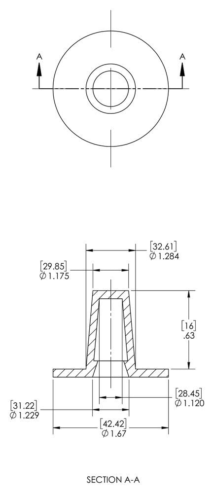 Caplugs 99191354 Plastic Tapered Cap and Plug with Wide Flange W-14X, PE-LD, Cap OD 1.120" Plug ID 1.284", Red (Pack of 500)