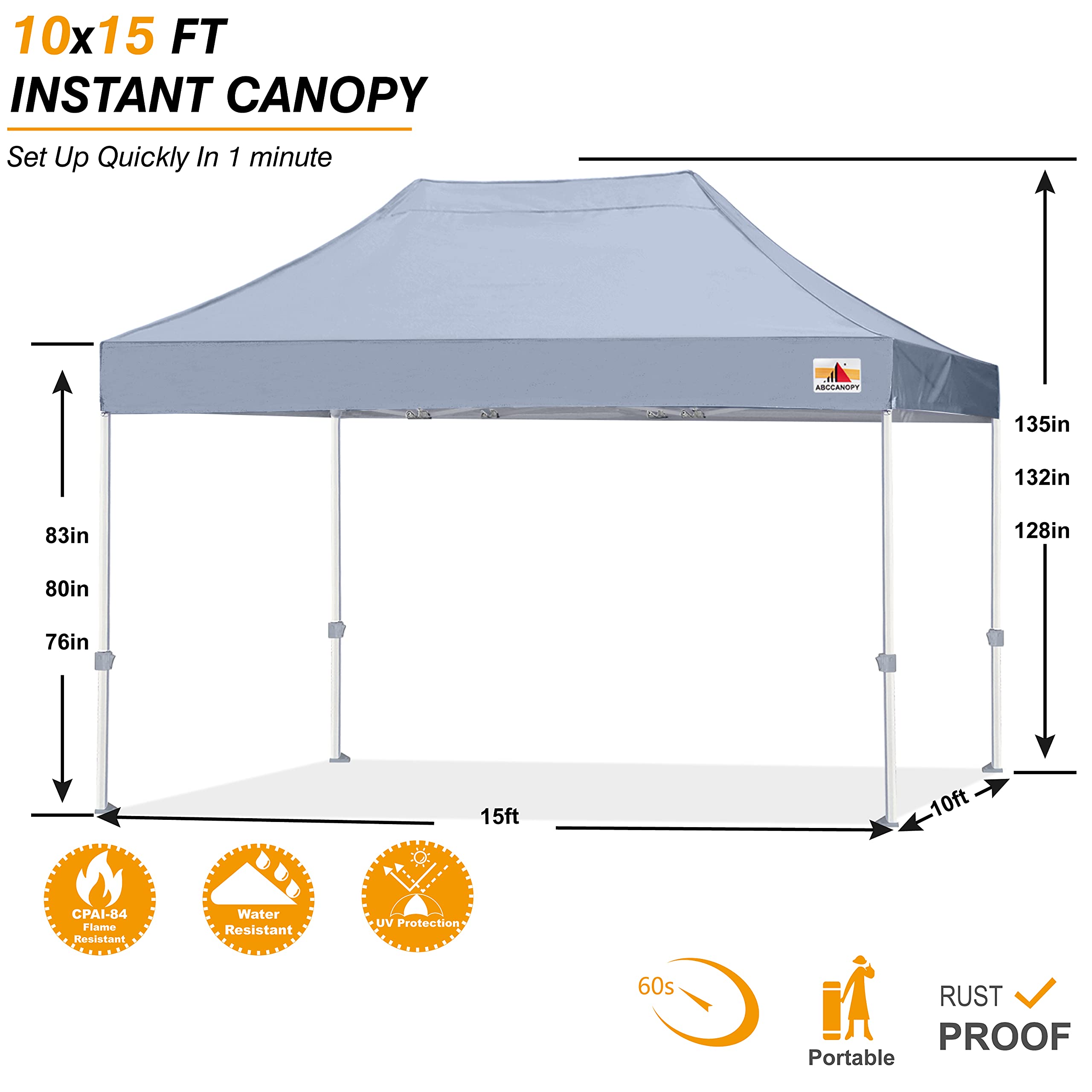ABCCANOPY Commercial Aluminium Pop Up Canopy Tent 10x15 Premium-Series, Grey