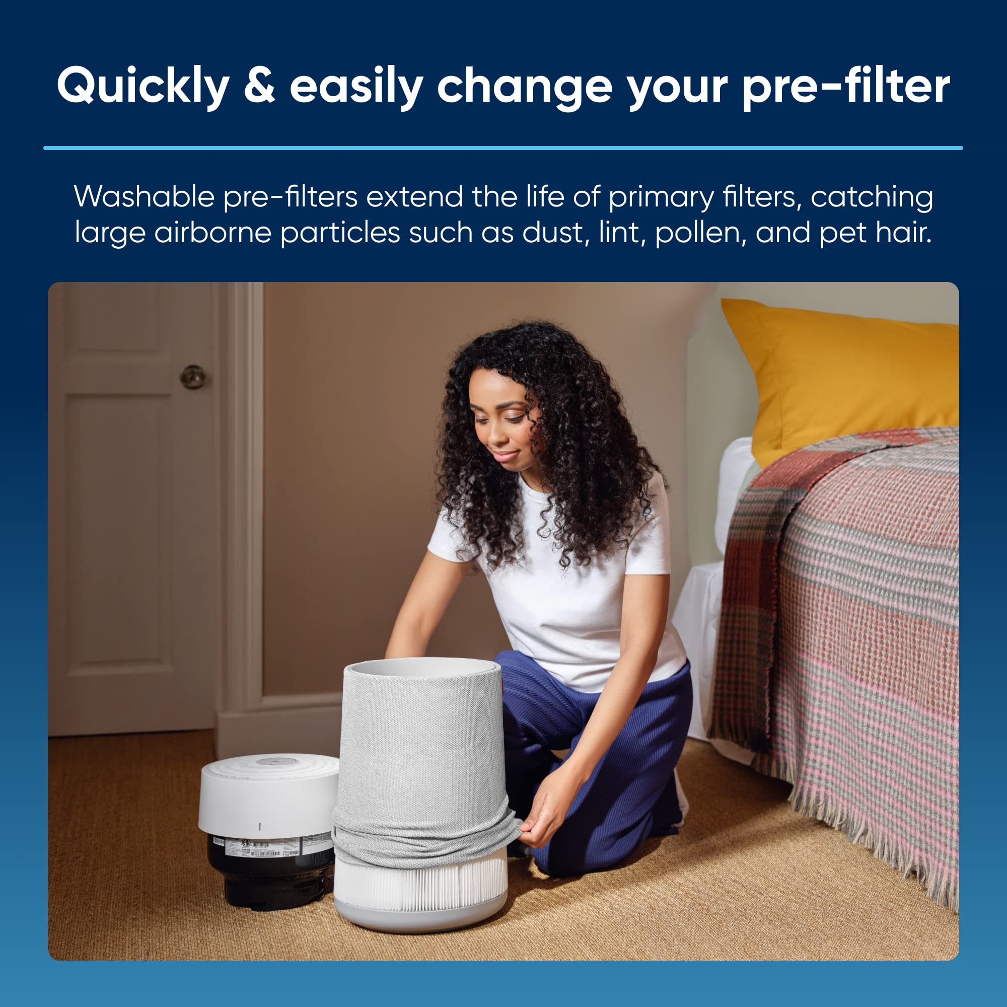 BLUEAIR Genuine Pre-Filter Blue Pure 311i+ Max Air Purifier, Washable Fabric, Fog Grey, Medium