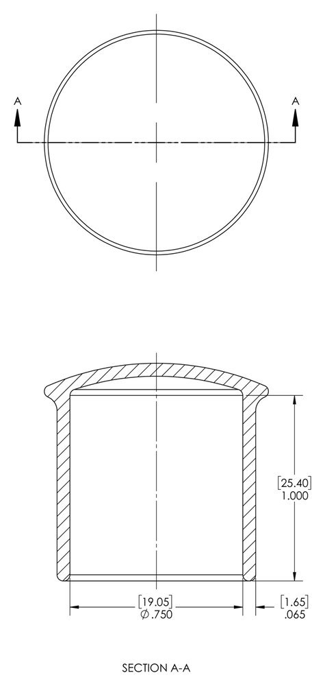 Caplugs 99390306 Plastic Cap with Flanges. VCF-750-16, Vinyl, Cap ID 0.750" Length 1.000", Black (Pack of 40)