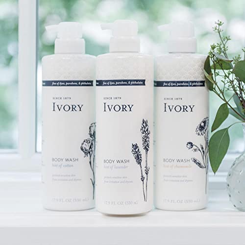 Ivory Moisturizing Body Wash Hint of Cotton, 17.9 Fl oz