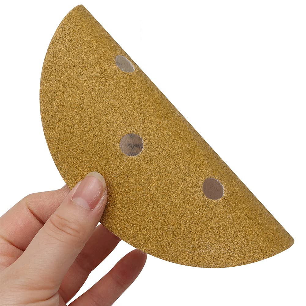 50PCS 6-Inch 6-Hole Hook and Loop Sanding Discs,80 Grit Wet Dry Random Orbital Sandpaper for Automotive and Woodworking