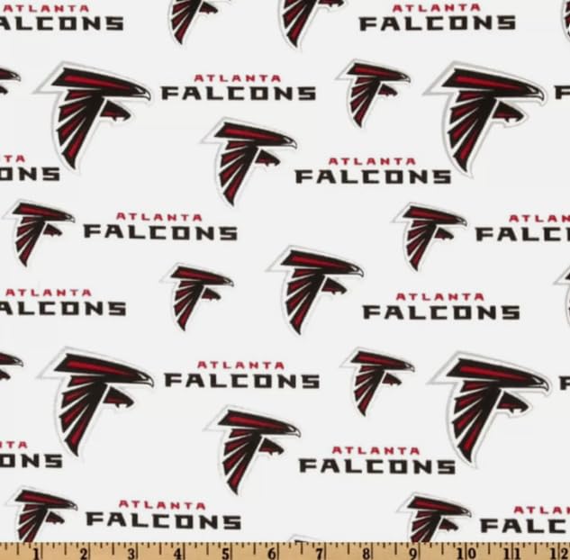 Atlanta Falcons Cotton Fabric - NFL Team Logo Cotton Fabric by The Yard, Fat Quarter, Half Yard, 1 Yard, 2 Yard Cuts