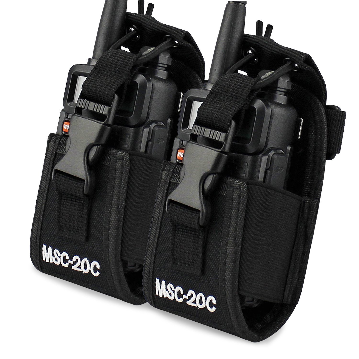 abcGoodefg 3 in1 Radio Holder Holster Case Pouch Bag for GPS Kenwood Motorola baofeng UV5R UV82 UV5RA 888S Retevis H777 Two Way Radio Walkie Talkie MSC 20C (2Pack)