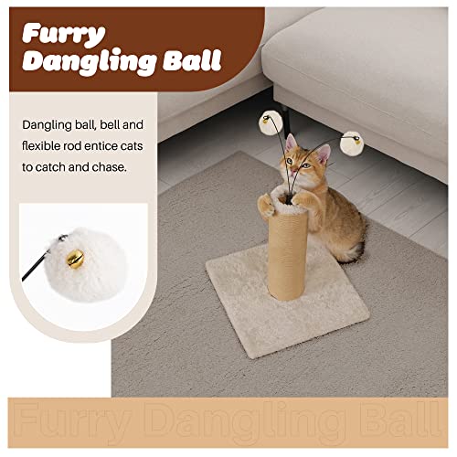 Cat Scratching Post for Indoor Kittens, Scratch Pads with 2 Bouncy Balls, Kitten Scratcher Toy, Protect Furniture