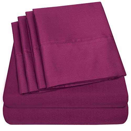 King Size Bed Sheets - 6 Piece 1500 Supreme Collection Fine Brushed Microfiber Deep Pocket King Sheet Set Bedding - 2 Extra Pillow Cases, Great Value, King, Berry