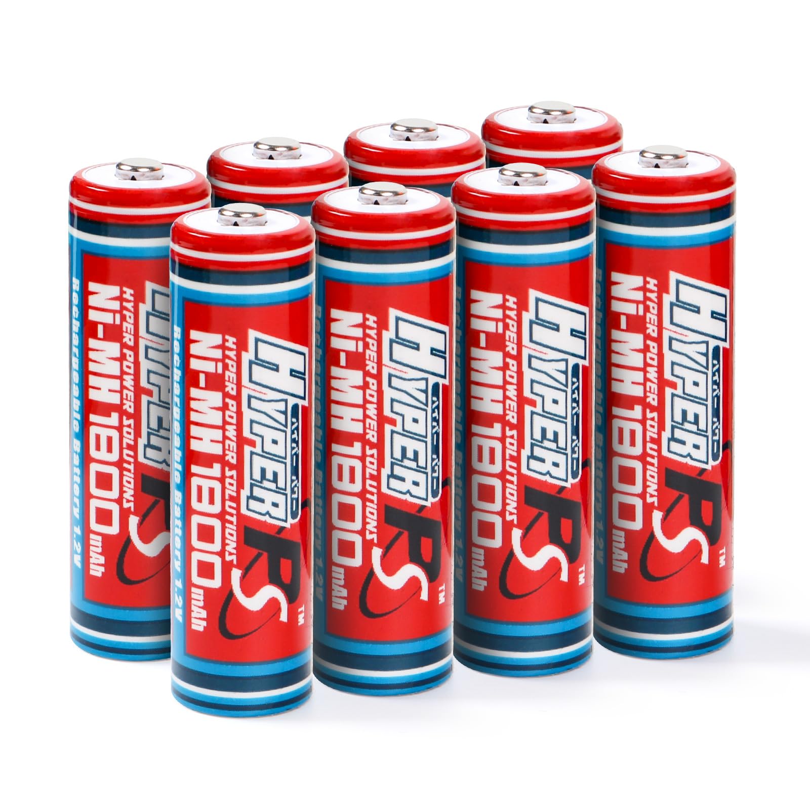 HYPERPS (8-Pack) 1.2V AA 1800mAh Ni-MH Rechargeable Battery for High-Drain Devices, Quick Charge