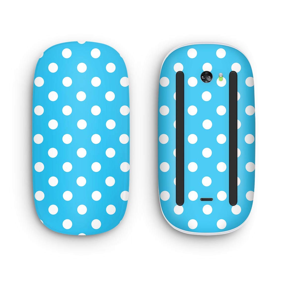 Design Skinz Light Blue & White Polka Dot (Converted) Vinyl Decal Compatible with The Apple Magic Mouse 2 (Wireless, Rechargable) with Multi-Touch Surface