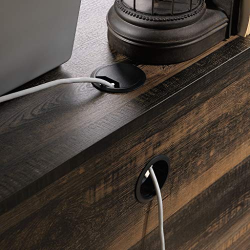 Sauder Steel River L-Shaped Desk, L: 59.84" x W: 57.32" x H: 29.53", Carbon Oak Finish