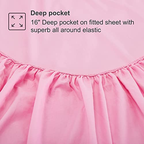 Best Season 400 Thread Count Cotton Queen Size Sheet Set (Pink Color) 4 Piece - 100% Long Staple Cotton Sheets Set, Soft Cotton Bed Sheets Sets with Deep Pocket fit Upto 16 inch