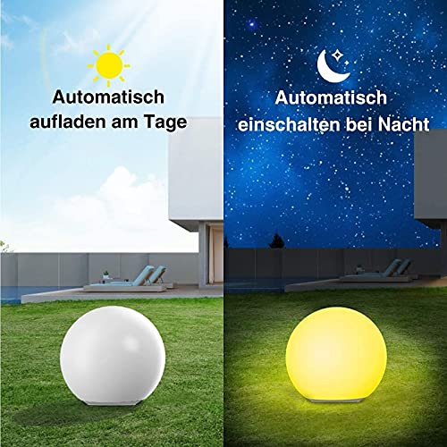 dpcm Outdoor Solar Powered Glowing Ball Light,IP67 Waterproof LED Colour Changing with Remote Control,Solar Globe Light with Stake for Garden, Patio, Home Decor (20cm)