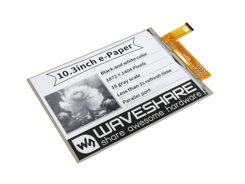 Waveshare 10.3inch Flexible E-Ink Raw Display Compatible with Raspberry Pi 4B/3B+/3B/2B/B+/A+/Zero/Zero W/WH/Zero 2W Series Boards 1872×1404 Resolution Supports Partial Refresh