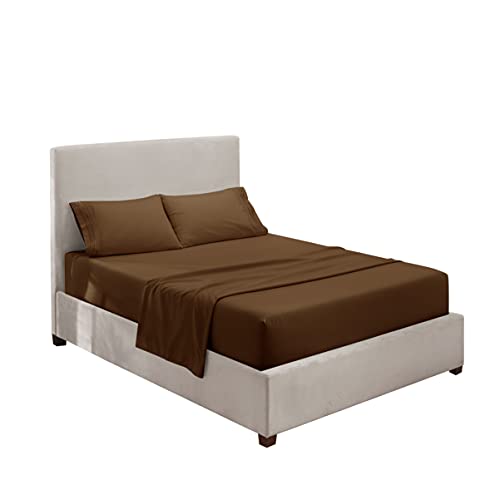 Clara Clark California King Sheets Set, Deep Pocket Bed Sheets for Cal King Size Bed - 4 Piece Bed Sheet Set, Extra Soft Bedding Sheets & Pillowcases, Chocolate Brown Sheets Cal King