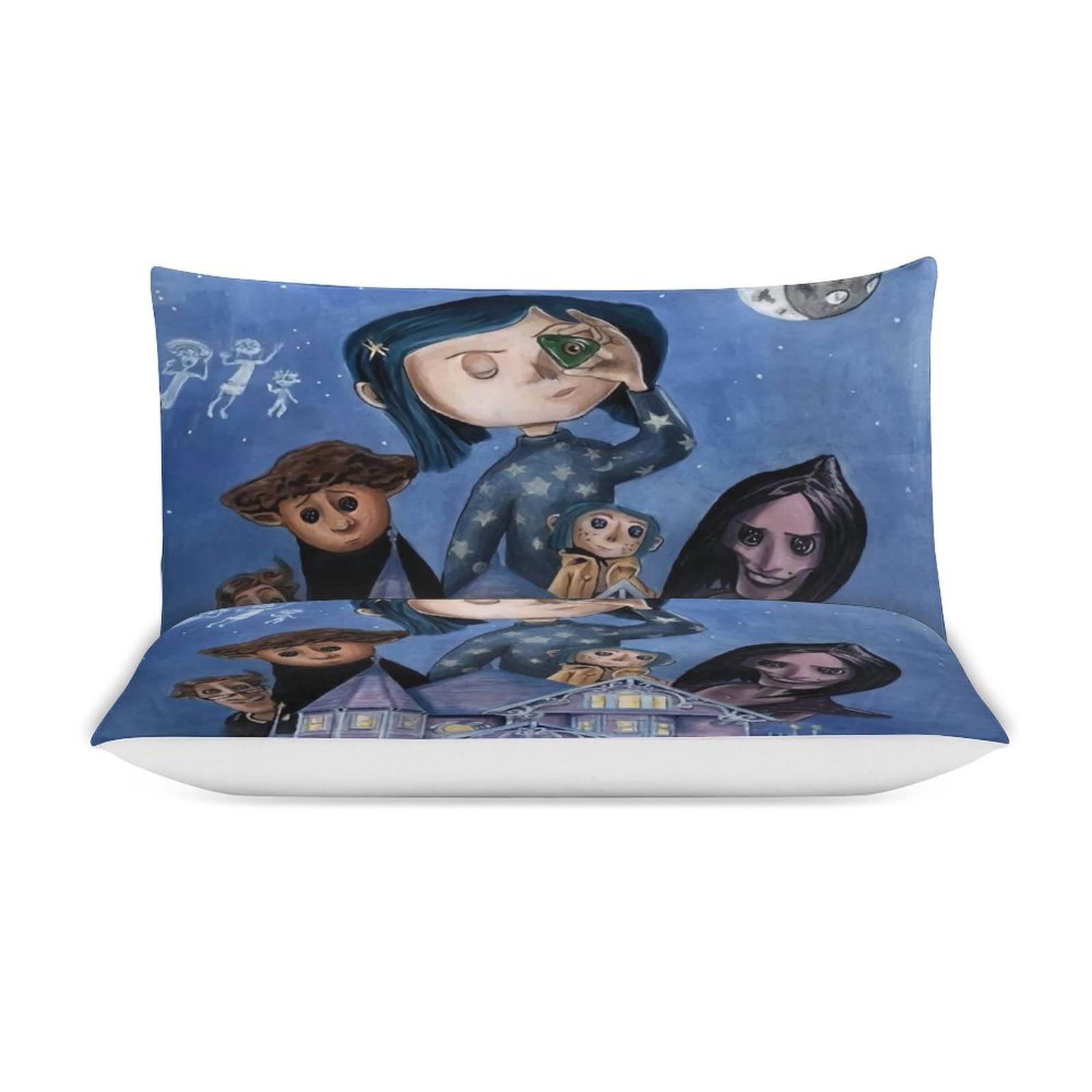 Adjzepuo Coraline Ultra Soft Reversible Breathable 3D Printed Bedding Sets 3 Piece 1 Duvet Cover + 2 Pillowcase 90"x90"