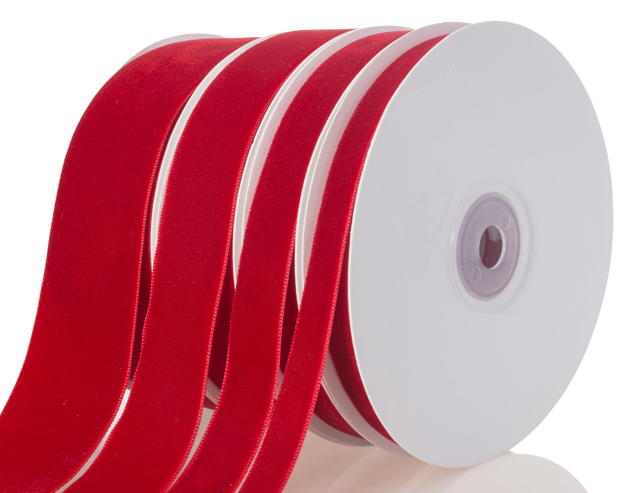 ATRBB Red Velvet Ribbon - 1 Inch Width, 10 Yards Per Roll - Classic Elegant Flocked Ribbon for Gift Wrapping, Crafts, and Decorations