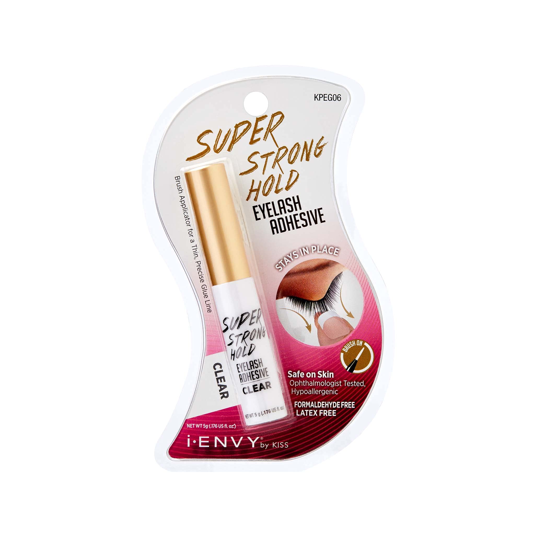 Kiss I Envy Eyelash Adhesive Super Strong Hold Clear 5 Gram (Pack of 6)
