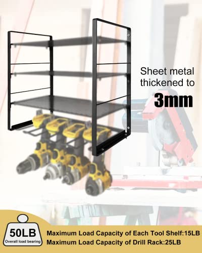 HAVEDAWN 4 Layers Power Tool Organizer, Larger Capacity, Tool Organizers and Storage, Drill Holder Wall Mount, Tool Storage Rack for Garage Pegboard, Cordless Drill Charging Station,Father's Day Gifts
