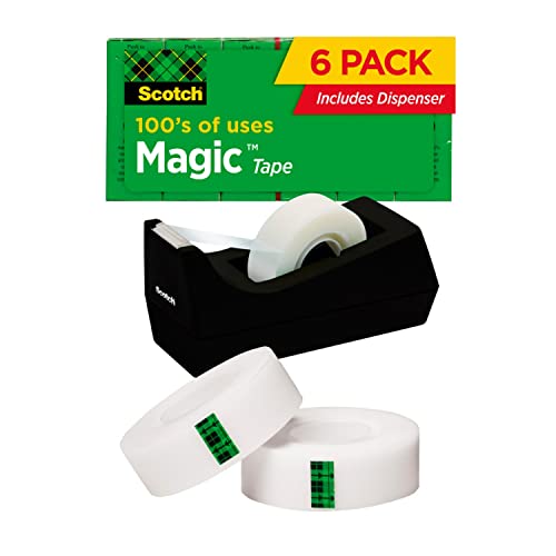 Scotch Thermal Laminating Pouches, 200- Count-Pack of 1, 8.9 x 11.4 Inches, Letter Size Sheets, Clear, 3-Mil (TP3854-200) & Scotch Magic Tape, 6 Rolls & Scotch Magic Tape, 6 Rolls