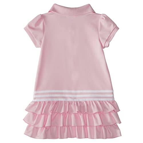 adidas Baby Girls Short Sleeve Active Polo Ruffle Dress, Clear Pink, 18M