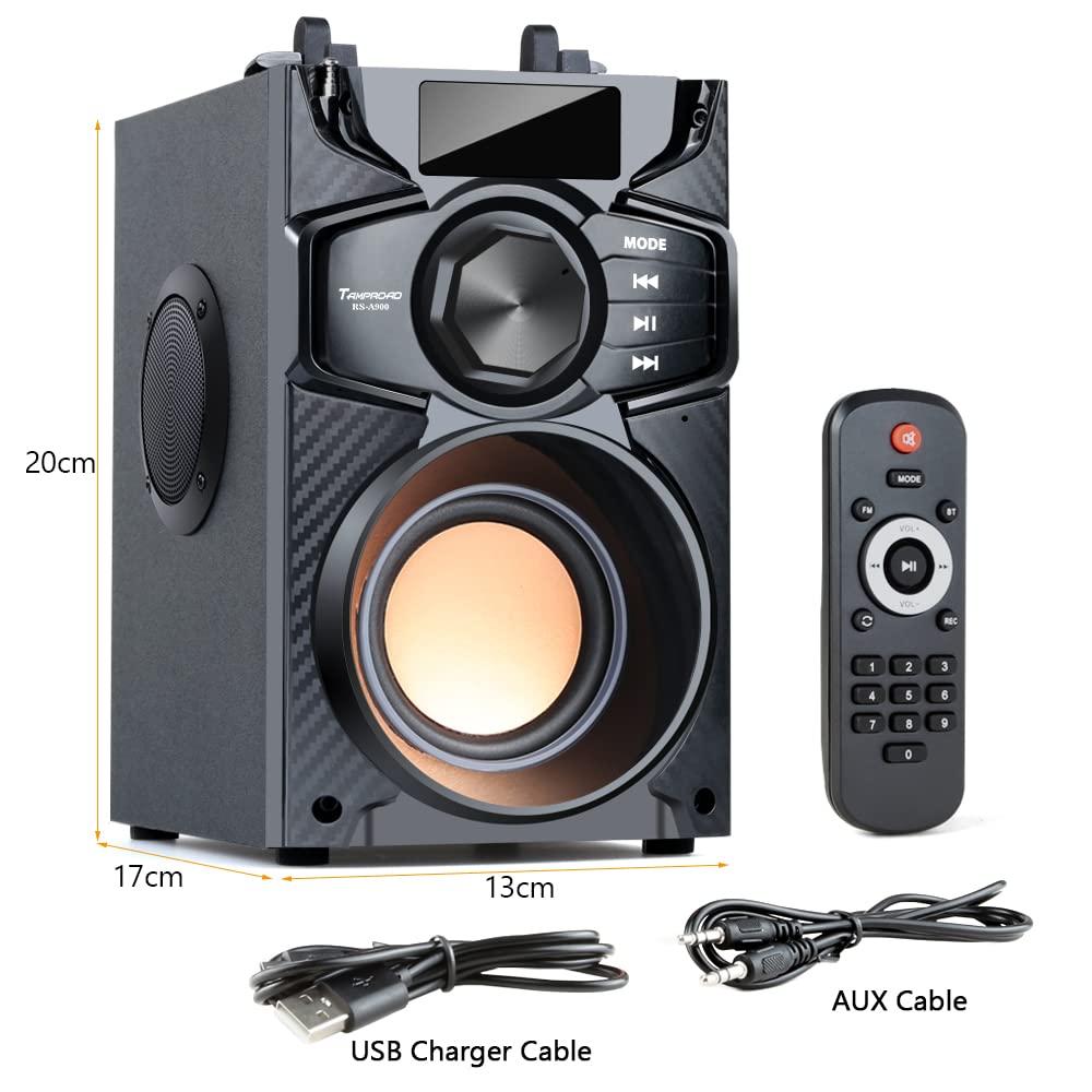 Bluetooth Speakers, Wireless Speaker with Impressive Sound, Rich Bass, Wireless Stereo Pairing, Portable Speaker with Party Light, Support Remote Control FM Radio for Phone Computer PC Home TV