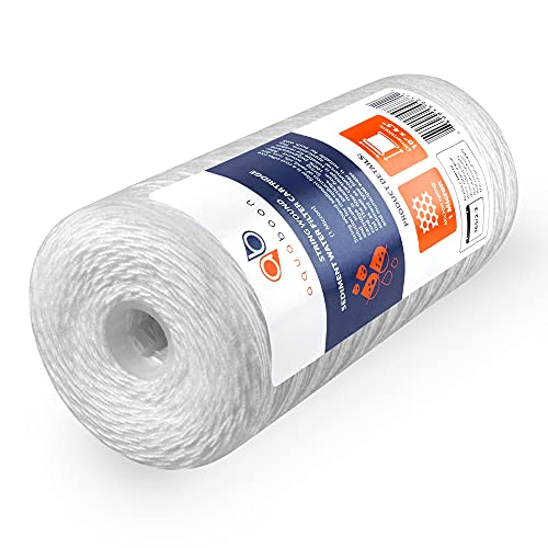 Aquaboon 2-Pack of 1 Micron 10" Sediment Water Filter Replacement Cartridge & Aquaboon 2-Pack String Wound Sediment Water Filter Cartridge | Universal Whole House 1 Micron 10 inch Cartridges