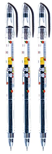 Dong-A Miffy Gel Ink Roller Ball Pens, 0.5mm, Pack of 3 (Black)