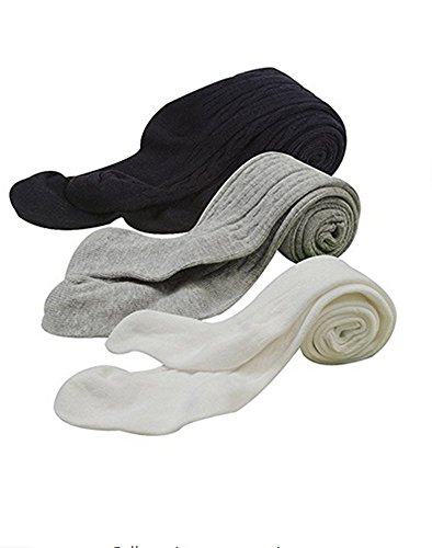 HLJgift 3 Pairs Baby Girls Boys Cotton Pants Tights Panties Stockings Leggings (6T-8T, black&white&grey)