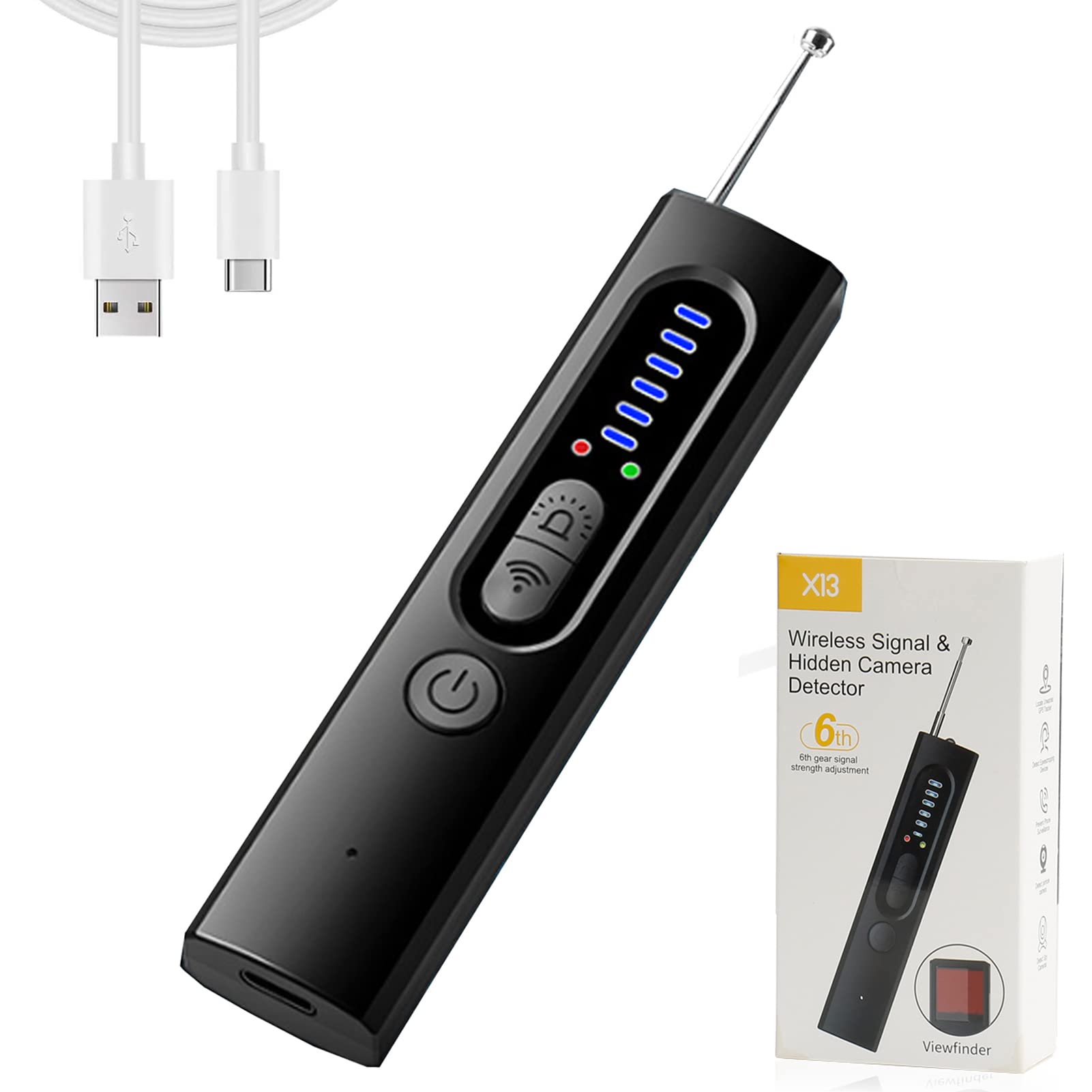 4IN1 Hidden Camera Detectors, Upgraded 5 Levels Sensitivity Anti Spy Detectors Bug Detectors GPS Tracker Detectors RF Scanner Device Hidden Device Detectors for Home Hotel Apartment Office Travel