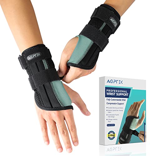 AGPTEK Wrist Brace, Wrist Support for Carpal Tunnel, Night Sleep Wrist Splint, Hand Brace for Arthritis, Sprains, Tendonitis and Joint Pain, Suitable for Right Hand, S:5.1-7.9in