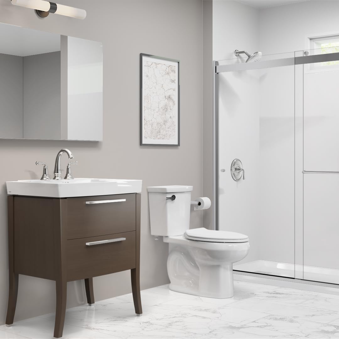 American Standard 606AA001.020 H2Optimum Two-Piece Toilet with Toilet Seat and Wax Ring, Elongated Front, Chair Height, White, 1.1 gpf