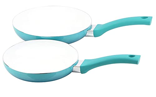 Ceramic Nonstick 12 Piece Cookware Set,Teal Ombre Pots and pans set Kitchen cookware sets Cast iron pan Cookware sets Pots and pans Nonstick pan Cast iron skillets,Blue,4378695