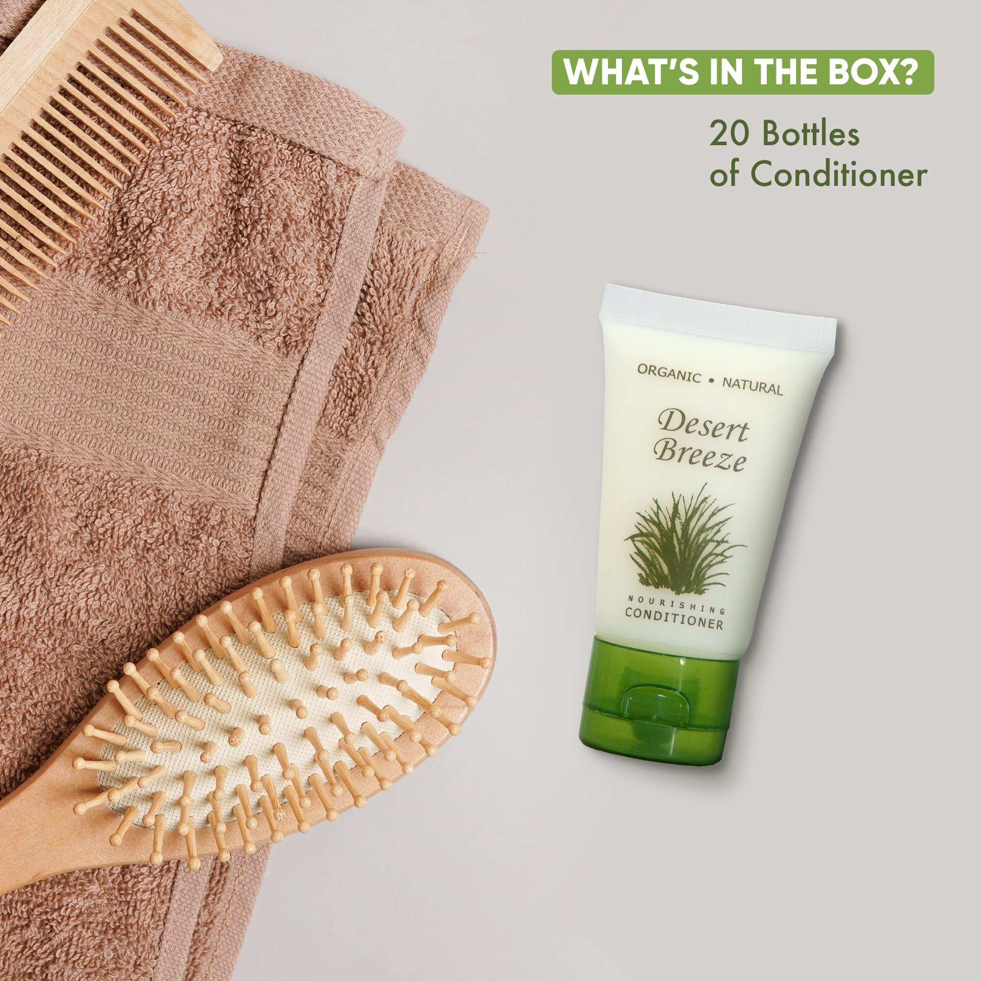 Desert Breeze Conditioner, Travel Size Hotel Toiletries, 1 oz. Flip Cap (Case of 20)