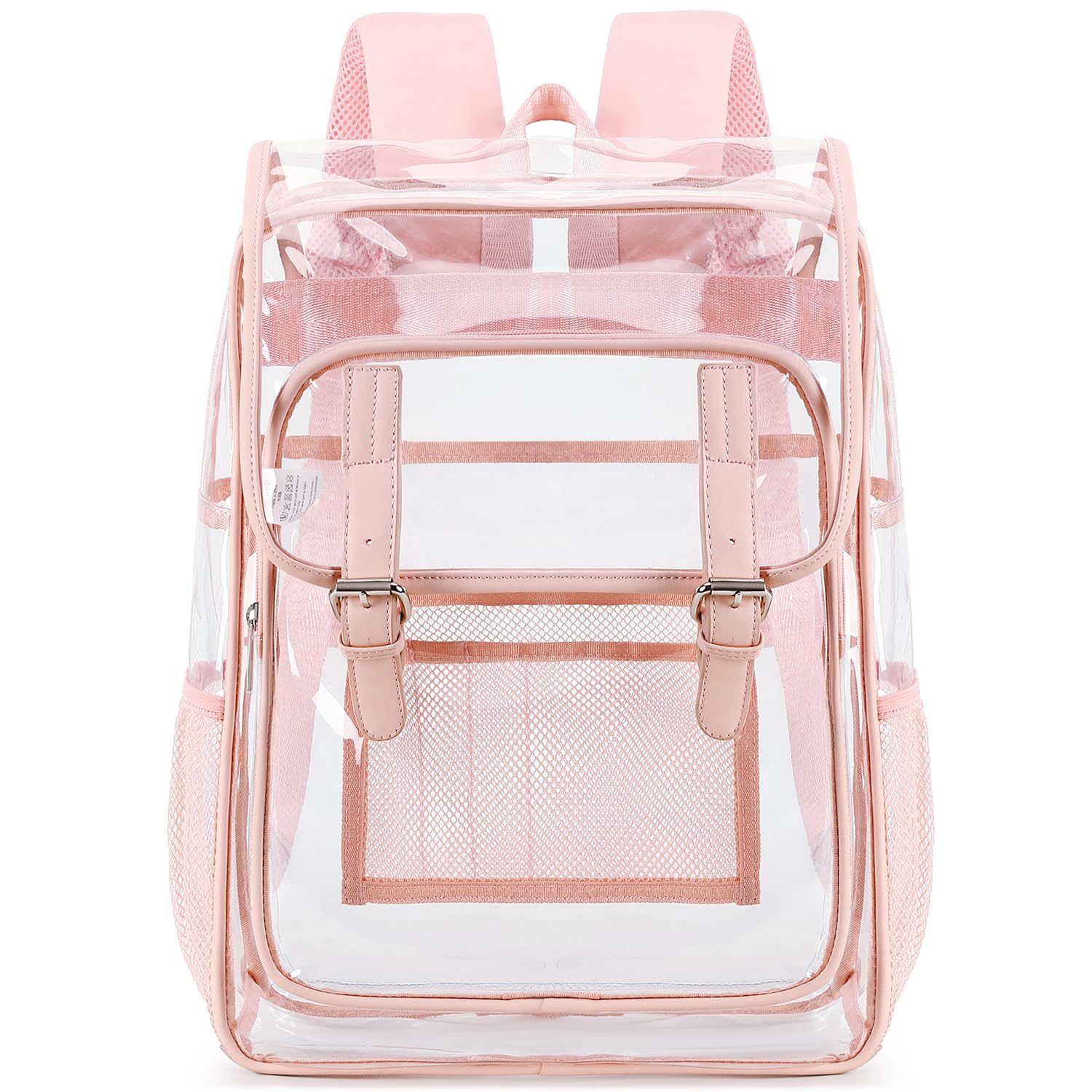abshoo Transparent Clear Backpack Heavy Duty Backpack For School Teen Girls Women Clear Bookbag (Pink)