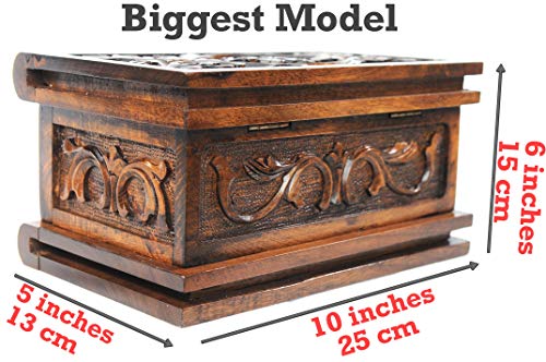 Tubibu Walnut Treasure Within Puzzle Secret Magic Box Hand Made Unique Jewelry Box with Hidden Key 10"x6"x5" (25cmx15cmx12cm)