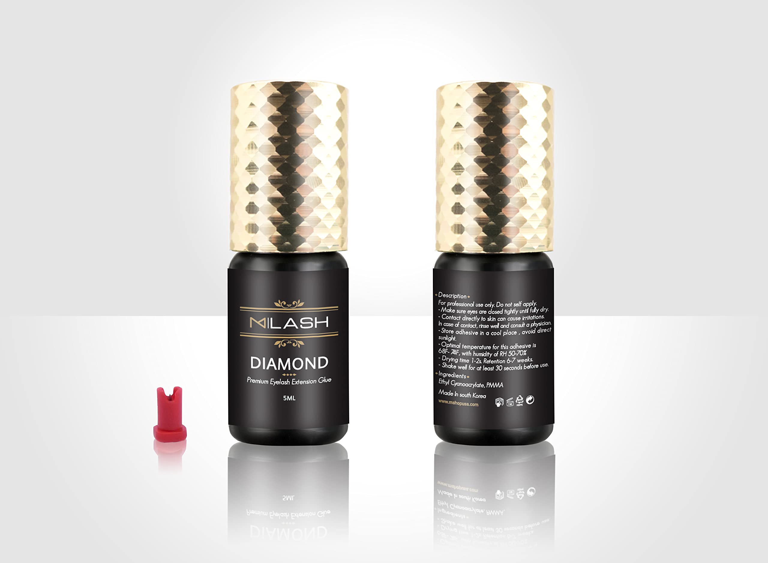 M|LASH Premium Eyelash Glue - Lash Extension Glue with 6-7 Weeks Retention, 1-2 Second Dry Time, 5ml - Volume & Classic Eye Lash Glue for Professional Use Only