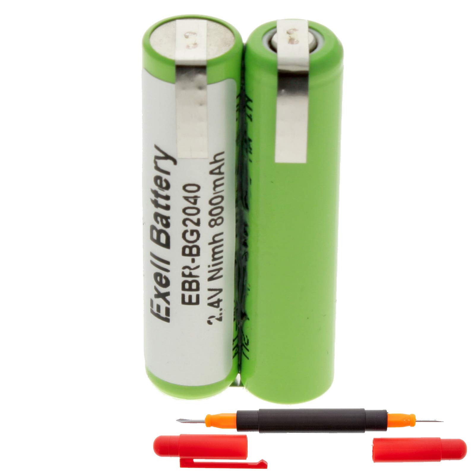 Exell Battery 2.4-Volt Nickel Metal Hydride Razor Battery, EBR-BG2040, 800 mAh, Batteries for Electric Shavers