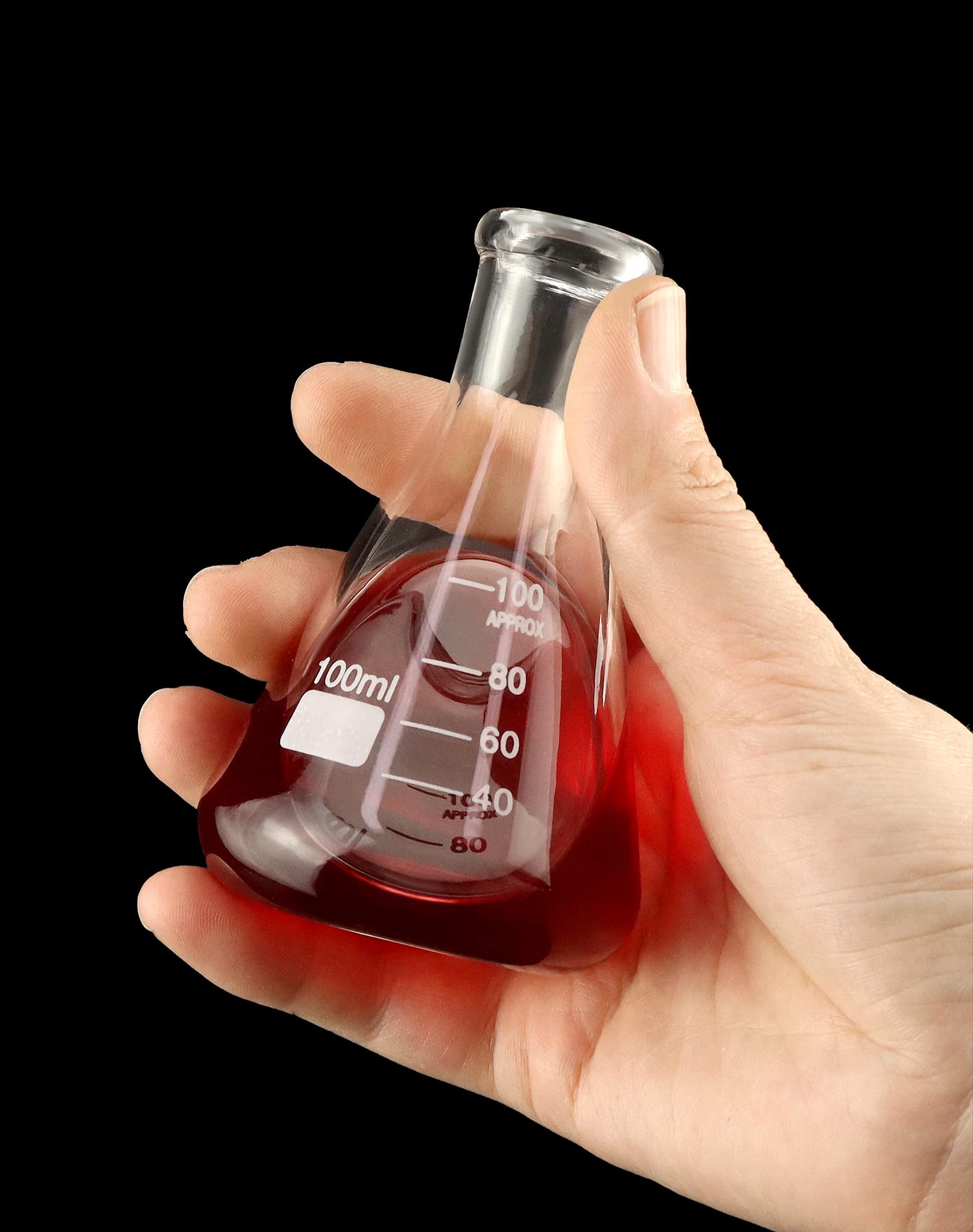QWORK Erlenmeyer Flask Set - 50ml, 150ml, 250ml, 500ml & 1000ml - Narrow Neck, Clear Graduations - - Borosilicate 3.3 Glass - Ideal for Professional Lab Use