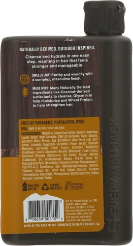 Every Man Jack Daily Shampoo+Conditioner for All hair types, Sandalwood, 13.5 Fluid Ounce