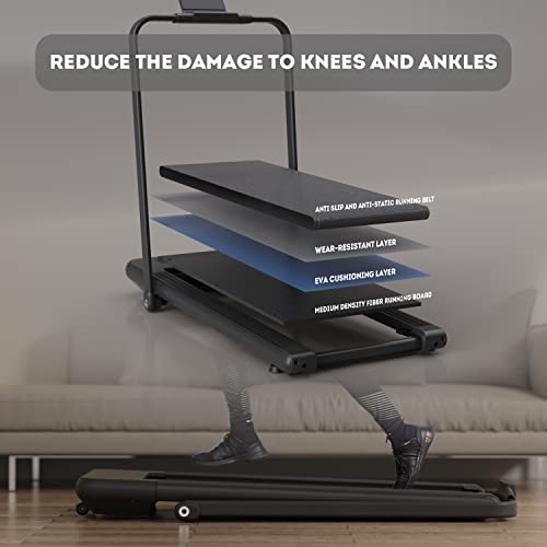 Bifanuo 2 in 1 Folding Treadmill, Smart Walking Running Machine with Bluetooth Audio Speakers, Installation-Free,Under Desk Treadmill for Home/Office Gym Cardio Fitness(Black)