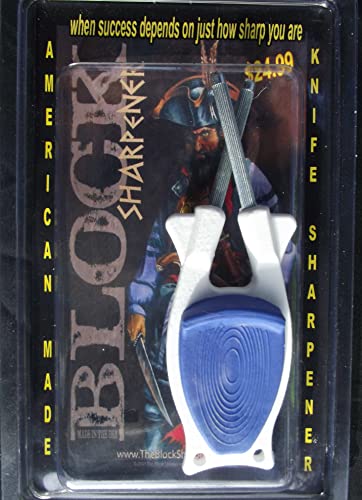 Kitchen knife Sharpener, Made to sharpen blade back to original edges. (White with Blue Anti-Slip Grip)