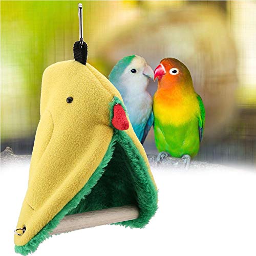Parrot Standing Perch, Pet Birds Cage Hanging Plush Tent Bed Toys Triangle Hammock for Birds Parrots Cockatiels Small Conures